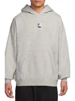 JORDAN Graphic Print Fleece Hoodie Grey Heather/white