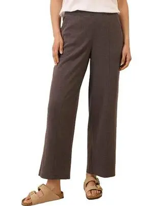 PACT Organic Cotton Pintuck Wide Leg Pants - Chocolate Heather
