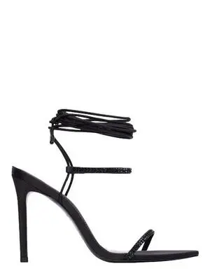 BLACK SUEDE STUDIO Lauren100 Strappy Sandal - Black Satin Embellished