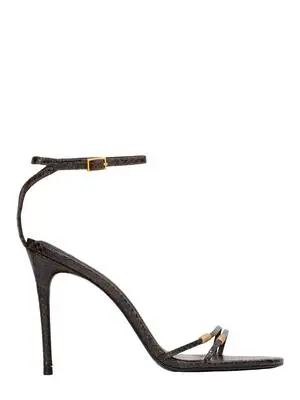 BLACK SUEDE STUDIO Britanny Strappy Snake Sandal - Brown Snake Leather