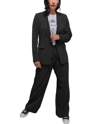WILDFANG The Empower Pinstripe Tux Blazer - Black/stone