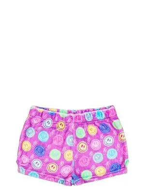 PREPPY GOOSE Plush Smiley Faces Loungewear Shorts - Multicolor
