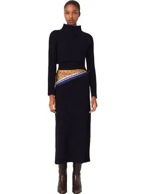 Maje 2-in-1 Knit Maxi Dress - Navy