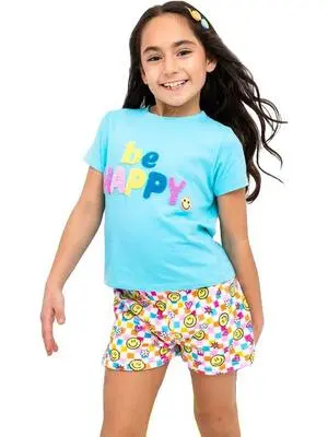 PREPPY GOOSE Plush Retro Smiley Loungewear Shorts - Multicolor