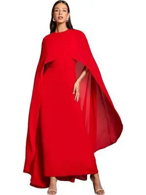 Coast Cape Sleeve Maxi Dress Red