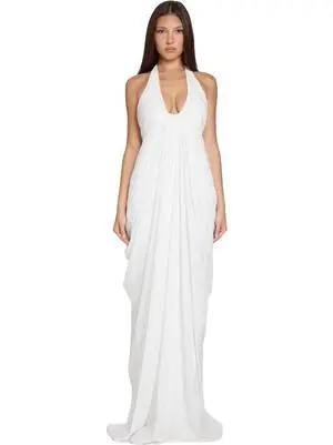 LEAU Cascade Draped Gown - White