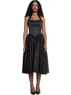 LEAU Halter Corset Midi Dress - Black