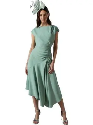 Coast Drape Side Cap Sleeve Midi Dress - Sage