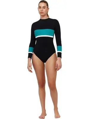GOTTEX Aqua Chic Long Sleeve One Piece - Black-green
