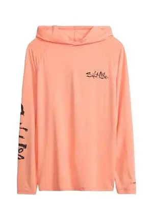 SALT LIFE Ocean Hooked Performance Hoodie Grapefruit Heather