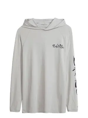 SALT LIFE Ocean Hooked Performance Hoodie - Mist Grey Heather