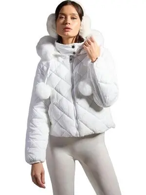 SPARKL Puffer Jacket With Faux-fur Lined Hood - White
