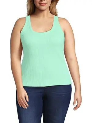LANDS' END Pointelle Rib Tank Frosted Mint