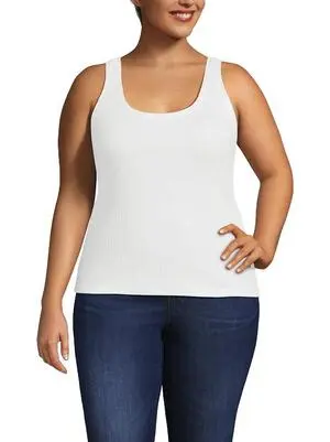 LANDS' END Pointelle Rib Tank - White