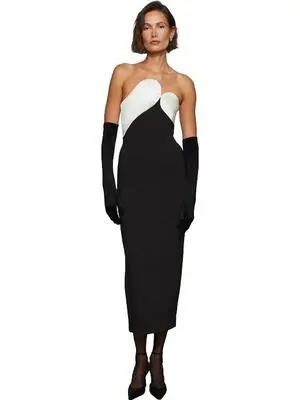 ET OCHS Court Combo Midi Dress - Black/ivory