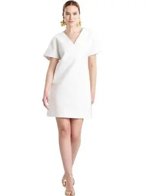 Natori Canvas Short Sleeve Sheath Dress - White