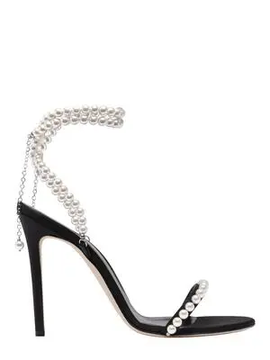 ZENA ZIORA Lady Antoinette 100 Pearl Stiletto Sandals Black