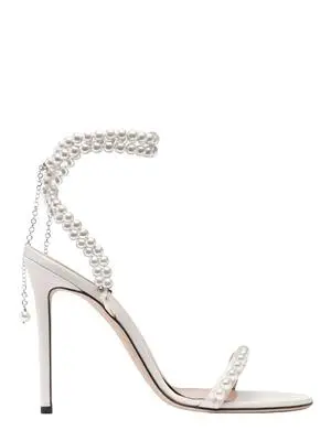 ZENA ZIORA Lady Antoinette 100 Pearl Stiletto Sandals Ivory