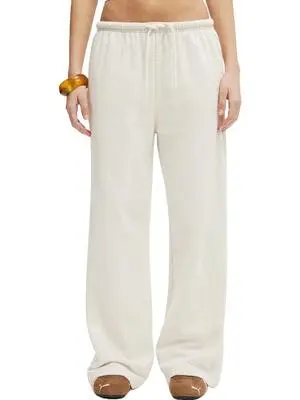 COTTON ON Wide Leg Fleece Sweatpants - Oatmeal Marle