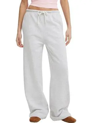 COTTON ON Wide Leg Fleece Sweatpants - Soft Grey Marle
