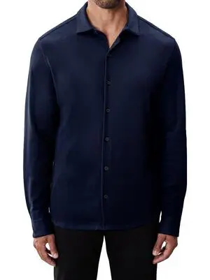 Robert Barakett Milo Knit Button-up Shirt Dark Caspian