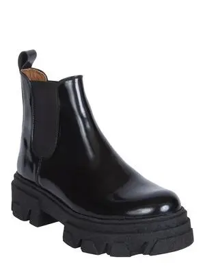 URBNKICKS Chelsea Patent Leather Boots - Black