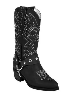 URBNKICKS Cowboy Leather Boots - Black