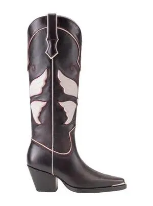 DANTE Leather Western Boots - Burgundy