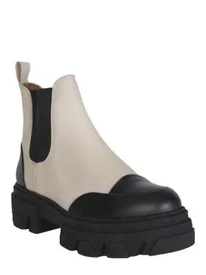URBNKICKS Two-tone Leather Chelsea Boots - Ivory/black