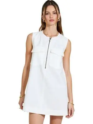 MODENAIRE Sleeveless Ring-Pull Zip-Front Mini Dress