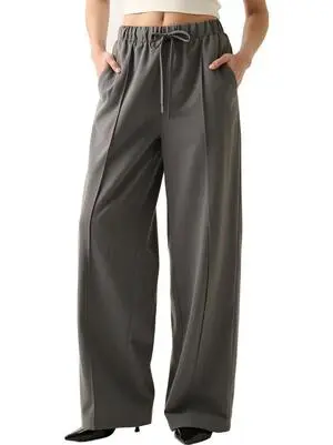 MODENAIRE Wide-leg Trousers With Drawstring Waist - Gray