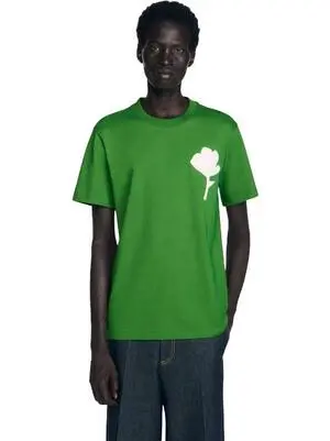 Sandro T-shirt With Flower Patch - Lime