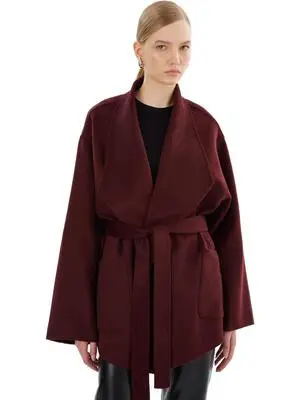 LAMARQUE Double-face Wool Coat - Mahogany