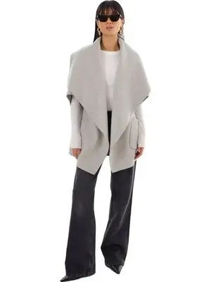 LAMARQUE Penelope Double Face Wool Coat - Light Grey