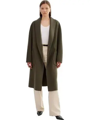 LAMARQUE LAMARQUE Thara Shawl Collar Wool Coat Dark Olive
