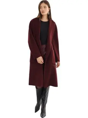 LAMARQUE LAMARQUE Thara Shawl Collar Wool Coat Mahogany