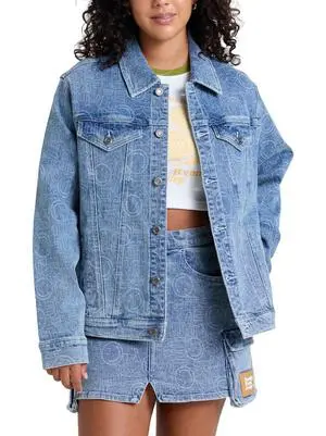 SAMII RYAN Smiley® Oversized Denim Jacket - Blue