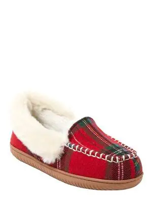 DEARFOAMS Ryland Cabin Moccasin Slipper Red Plaid