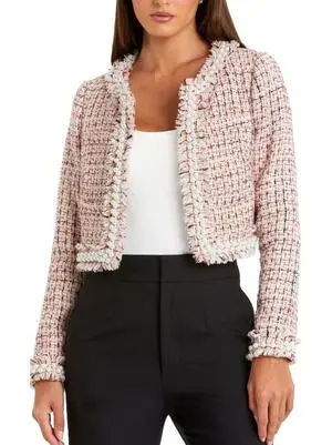 Mac Duggal Pearl Trim Cropped Jacket - Cherry