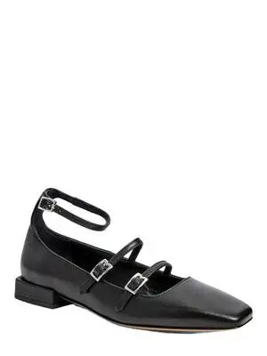 Bruno Magli Petra Ankle Strap Mary Jane Flat Black