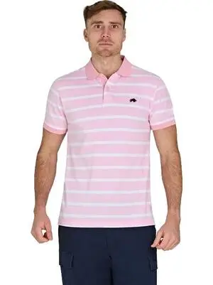 RAGING BULL Birdseye Stripe Pique Polo - Pink