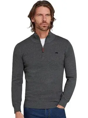 RAGING BULL Quarter Zip Cashmere Blend Sweater - Charcoal