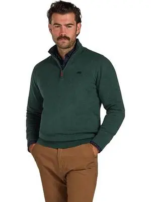 RAGING BULL Quarter Zip Cashmere Blend Sweater - Forest