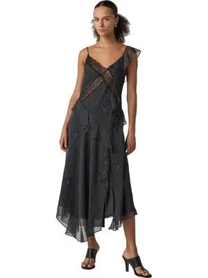 Diane Von Furstenberg Sloane Dress - Signature Pinstripe Black