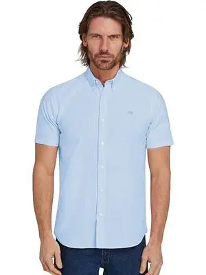RAGING BULL Short Sleeve Lightweight Oxford Shirt - Sky Blue