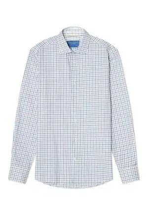 Robert Talbott Reynolds Ultra Light Weight Brushed Tattersall Shirt - Light Blue Multi