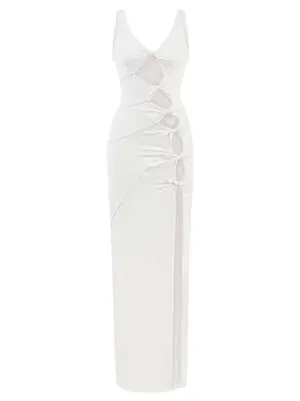 JENDUE Elegant Cut-out Maxi Gown - Off-white