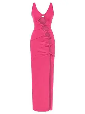 JENDUE Elegant Cut-out Maxi Gown - Pink