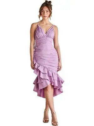 Coast Strappy Ruffle Midi Dress - Purple
