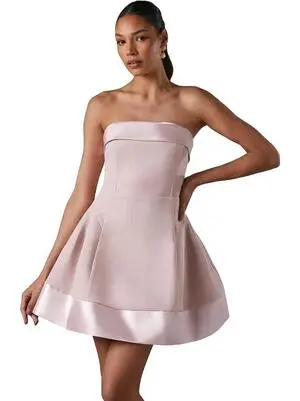 Coast Bandeau Mini Dress With Pleated Detailing - Pink